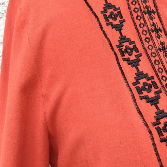 Roly Poly | Tops | Roly Poly Orange Embroidered Blouse Shirt | Poshmark